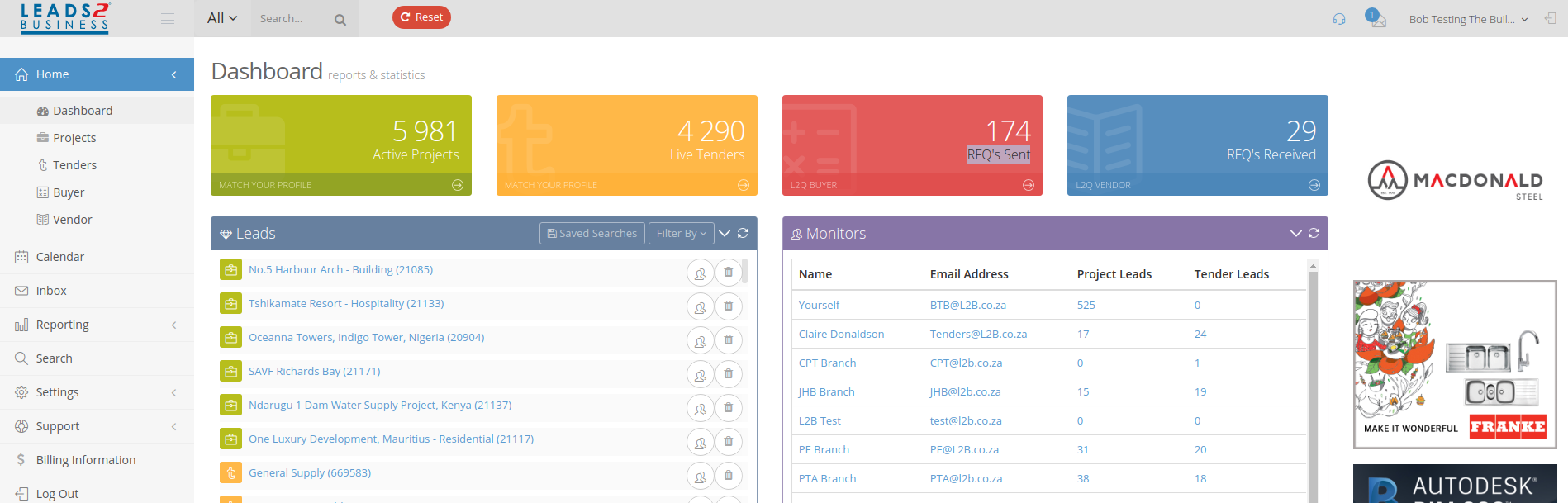 Dashboard Bianca O - Leads 2 Business Blog